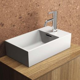 Ideal Standard Extra Handwaschbecken T3923V1 45x25x15cm, Hahnbank rechts, mit &Uuml;berlauf, geschliffen, 1 Hahnloch, seidenwei&szlig;