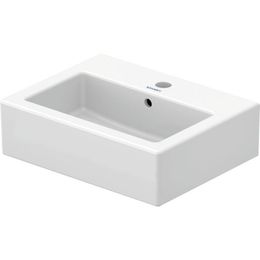 Duravit Vero Möbel-Handwaschbecken 07044500271 45x35cm, geschliffen, mit Hahnloch, Überlauf, Hahnlochbank, weiß WonderGliss