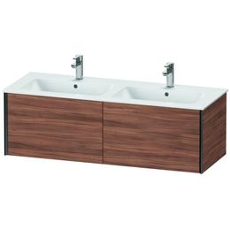 Duravit XViu Waschtisch-Unterschrank XV40290B279 128x48x40cm, 2 Ausz&uuml;ge, wandh&auml;ngend, schwarz matt, nussbaum natur