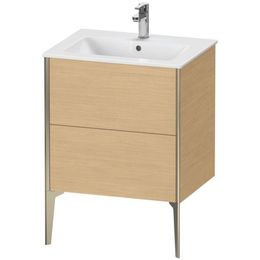 Duravit XViu Waschtisch-Unterschrank XV44810B130 61 x 59,4 x 48 cm, Eiche natur, 2 Ausz&uuml;ge, stehend, champagner matt