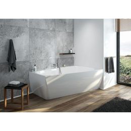 Hoesch iSENSI Badewanne 3952.010 150x100cm, rechts, wei&szlig;, 147 l, &Uuml;berlaufbef&uuml;llung, chrom