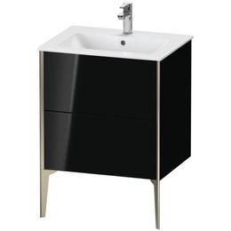 Duravit XViu Waschtisch-Unterschrank XV44810B140 61 x 59,4 x 48 cm, schwarz hochglanz, 2 Auszüge, stehend, champagner matt