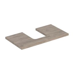 Geberit One Waschtisch-Platte 505272006 75 x 3 x 47 cm, Nussbaum hickory/Melamin Holzstruktur, Ausschnitt mittig