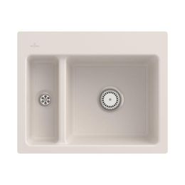Villeroy & Boch Villeroy und Boch Subway Flächenbündige Spüle 67801FKR mit Ablaufgarnitur und Handbetätigung, Crema