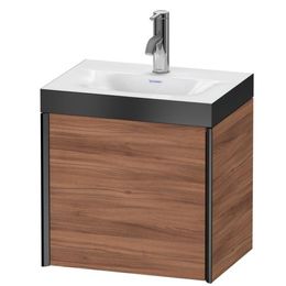 Duravit XViu Waschtisch-Unterschrank XV4630OB279P 45x33,3cm, 1 T&uuml;r, links, 1 Hahnloch, schwarz matt, Rahmen P, nussbaum natur