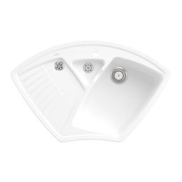 Villeroy & Boch Villeroy und Boch Arena Eck Eckspüle 672901R1 Ablaufgarnitur, Handbetätigung, Resteschale, weiß