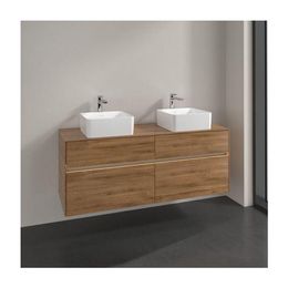 Villeroy & Boch Villeroy und Boch Collaro Waschtischunterschrank C048B0RH 140x54,8x50cm, f&uuml;r 2 Waschtische, mit LED-Beleuchtung, Kansas Oak