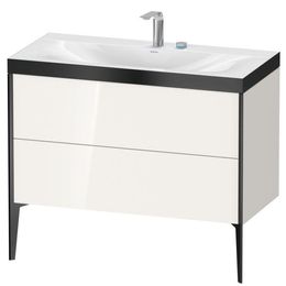 Duravit XViu Waschtisch-Unterschrank XV4711EB222P 100x48cm, 2 Ausz&uuml;ge, 2 Hahnl&ouml;cher, schwarz matt, Rahmen P, wei&szlig; hochglanz