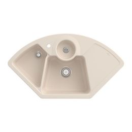 Villeroy & Boch Villeroy und Boch Solo Eck Eckspüle 670801FU Ablaufgarnitur, Handbetätigung, Resteschale, Ivory