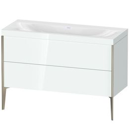 Duravit XViu Waschtisch-Unterschrank XV4712NB185C 120x48cm, 2 Schubk&auml;sten, ohne Hahnloch, champagner matt, Rahmen C, wei&szlig; hochglanz