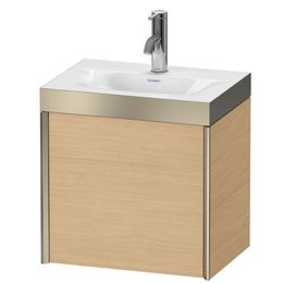 Duravit XViu Waschtisch-Unterschrank XV4630OB130P 45x33,3cm, 1 T&uuml;r, links, 1 Hahnloch, champagner matt, Rahmen P, Eiche natur