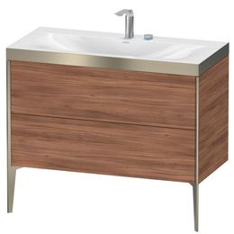 Duravit XViu Waschtisch-Unterschrank XV4711EB179P 100x48cm, 2 Auszüge, 2 Hahnlöcher, champagner matt, Rahmen P, nussbaum natur