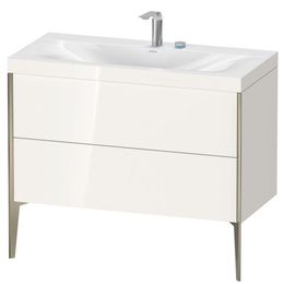Duravit XViu Waschtisch-Unterschrank XV4711EB122C 100x48cm, 2 Ausz&uuml;ge, 2 Hahnl&ouml;cher, champagner matt, Rahmen C, wei&szlig; hochglanz