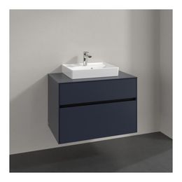 Villeroy & Boch Villeroy und Boch Collaro Waschtischunterschrank C069B0VQ 80x54,8x50cm, Waschtisch mittig, LED-Beleuchtung 5,7 W, marine blue