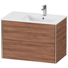 Duravit XViu Waschtisch-Unterschrank XV41590B179 81x48x56cm, 2 Schubk&auml;sten, Becken rechts, champagner matt, nussbaum natur