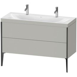 Duravit XViu Waschtisch-Unterschrank XV4713OB207C 120x48cm, 2 Auszüge, ohne Hahnloch, schwarz matt, Rahmen C, betongrau matt
