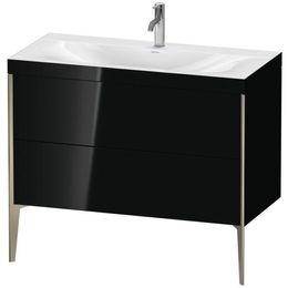 Duravit XViu Waschtisch-Unterschrank XV4711OB140C 100x48cm, 2 Auszüge, 1 Hahnloch, champagner matt, Rahmen C, schwarz hochglanz