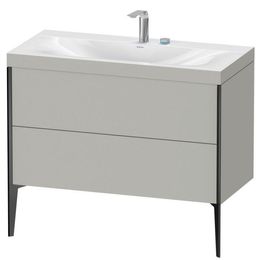 Duravit XViu Waschtisch-Unterschrank XV4711EB207C 100x48cm, 2 Auszüge, 2 Hahnlöcher, schwarz matt, Rahmen C, betongrau matt