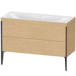 Duravit XViu Waschtisch-Unterschrank XV4712NB230C 120x48cm, 2 Schubk&auml;sten, ohne Hahnloch, schwarz matt, Rahmen C, Eiche natur
