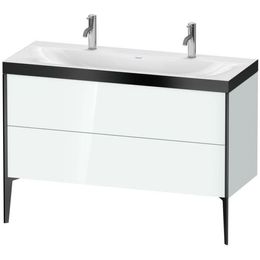 Duravit XViu Waschtisch-Unterschrank XV4713OB285P 120x48cm, 2 Ausz&uuml;ge, ohne Hahnloch, schwarz matt, Rahmen P, wei&szlig; hochglanz