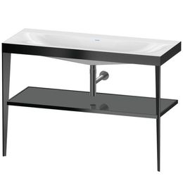 Duravit XViu Möbelwaschtisch-Kombination XV4717NB289 120 x 48 cm, ohne Hahnloch, flannel grey hochglanz, mit Metallkonsole, schwarz matt