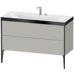 Duravit XViu Waschtisch-Unterschrank XV4712EB207P 120x48cm, 2 Schubkästen, 2 Hahnlöcher, schwarz matt, Rahmen P, betongrau matt