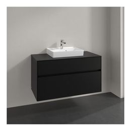 Villeroy & Boch Villeroy und Boch Collaro Waschtischunterschrank C016B0VL 100x54,8x50cm, Waschtisch mittig, LED-Beleuchtung 7,3 W, volcano black