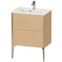 Duravit XViu Waschtisch-Unterschrank XV44880B130 61 x 59,4 x 39 cm, Eiche natur, 2 Ausz&uuml;ge, stehend, champagner matt