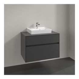 Villeroy & Boch Villeroy und Boch Collaro Waschtischunterschrank C069B0VR 80x54,8x50cm, Waschtisch mittig, LED-Beleuchtung 5,7 W, graphite