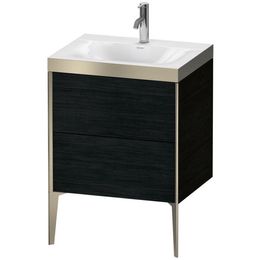 Duravit XViu Waschtisch-Unterschrank XV4709OB116P 60x48cm, 2 Ausz&uuml;ge, 1 Hahnloch, champagner matt, Rahmen P, Eiche schwarz