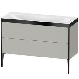 Duravit XViu Waschtisch-Unterschrank XV4712NB207P 120x48cm, 2 Schubkästen, ohne Hahnloch, schwarz matt, Rahmen P, betongrau matt