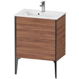 Duravit XViu Waschtisch-Unterschrank XV44880B279 61 x 59,4 x 39 cm, nussbaum natur, 2 Ausz&uuml;ge, stehend, schwarz matt