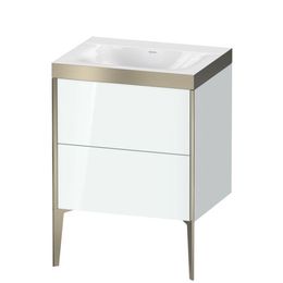 Duravit XViu Waschtisch-Unterschrank XV4709NB185P 60x48cm, 2 Ausz&uuml;ge, ohne Hahnloch, champagner matt, Rahmen P, wei&szlig; hochglanz