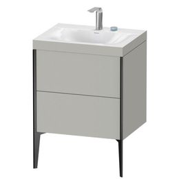 Duravit XViu Waschtisch-Unterschrank XV4709EB207C 60x48cm, 2 Auszüge, 2 Hahnlöcher, schwarz matt, Rahmen C, betongrau matt
