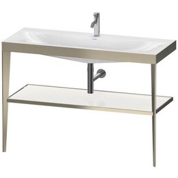 Duravit XViu M&ouml;belwaschtisch-Kombination XV4717OB185 120 x 48 cm, 1 Hahnloch, wei&szlig; hochglanz, mit Metallkonsole, champagner matt