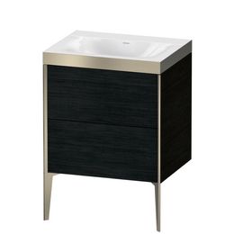 Duravit XViu Waschtisch-Unterschrank XV4709NB116P 60x48cm, 2 Ausz&uuml;ge, ohne Hahnloch, champagner matt, Rahmen P, Eiche schwarz