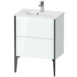 Duravit XViu Waschtisch-Unterschrank XV44880B285 61 x 59,4 x 39 cm, wei&szlig; hochglanz, 2 Ausz&uuml;ge, stehend, schwarz matt