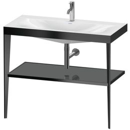 Duravit XViu M&ouml;belwaschtisch-Kombination XV4716OB289 100 x 48 cm, 1 Hahnloch, flannel grey hochglanz, mit Metallkonsole, schwarz matt