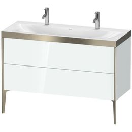 Duravit XViu Waschtisch-Unterschrank XV4713OB185P 120x48cm, 2 Ausz&uuml;ge, ohne Hahnloch, champagner matt, Rahmen P, wei&szlig; hochglanz