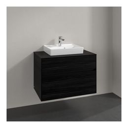 Villeroy & Boch Villeroy und Boch Collaro Waschtischunterschrank C069B0AB 80x54,8x50cm, Waschtisch mittig, LED-Beleuchtung 5,7 W, black oak
