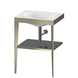 Duravit XViu M&ouml;belwaschtisch-Kombination XV4714NB189 60 x 48 cm, ohne Hahnloch, flannel grey hochglanz, mit Metallkonsole, champagner matt
