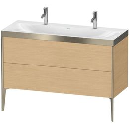 Duravit XViu Waschtisch-Unterschrank XV4713OB130P 120x48cm, 2 Ausz&uuml;ge, ohne Hahnloch, champagner matt, Rahmen P, Eiche natur