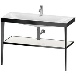 Duravit XViu M&ouml;belwaschtisch-Kombination XV4717OB285 120 x 48 cm, 1 Hahnloch, wei&szlig; hochglanz, mit Metallkonsole, schwarz matt