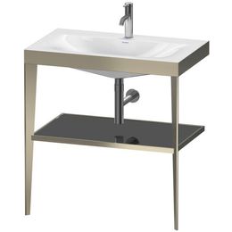 Duravit XViu M&ouml;belwaschtisch-Kombination XV4715OB140 80 x 48 cm, 1 Hahnloch, schwarz hochglanz, mit Metallkonsole, champagner matt