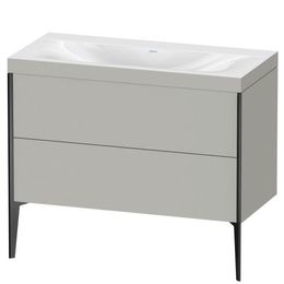 Duravit XViu Waschtisch-Unterschrank XV4711NB207C 100x48cm, 2 Auszüge, ohne Hahnloch, schwarz matt, Rahmen C, betongrau matt