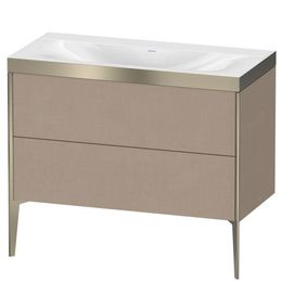 Duravit XViu Waschtisch-Unterschrank XV4711NB175P 100x48cm, 2 Auszüge, ohne Hahnloch, champagner matt, Rahmen P, leinen