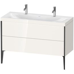 Duravit XViu Waschtisch-Unterschrank XV4713OB222C 120x48cm, 2 Ausz&uuml;ge, ohne Hahnloch, schwarz matt, Rahmen C, wei&szlig; hochglanz