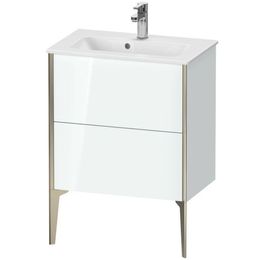 Duravit XViu Waschtisch-Unterschrank XV44880B185 61 x 59,4 x 39 cm, wei&szlig; hochglanz, 2 Ausz&uuml;ge, stehend, champagner matt