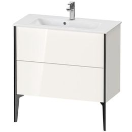 Duravit XViu Waschtisch-Unterschrank XV44890B222 81 x 59,4 x 39 cm, wei&szlig; hochglanz, 2 Ausz&uuml;ge, stehend, schwarz matt