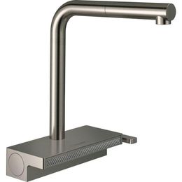 Hansgrohe Aquno Select M81 Küchenarmatur 73830800 Edelstahl Finish, mit Ausziehbrause, 2jet, sBox